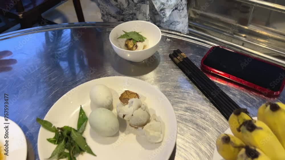 Egg with embryo Vietnamese delicacy. Balut boiled developing duck ...