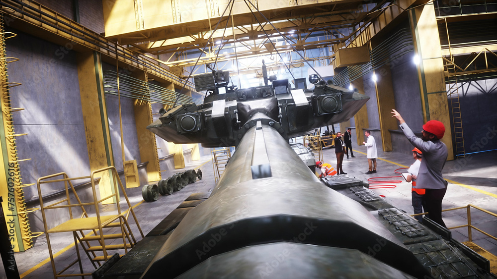 Production of military russian battle tank T 90 at the factory ...