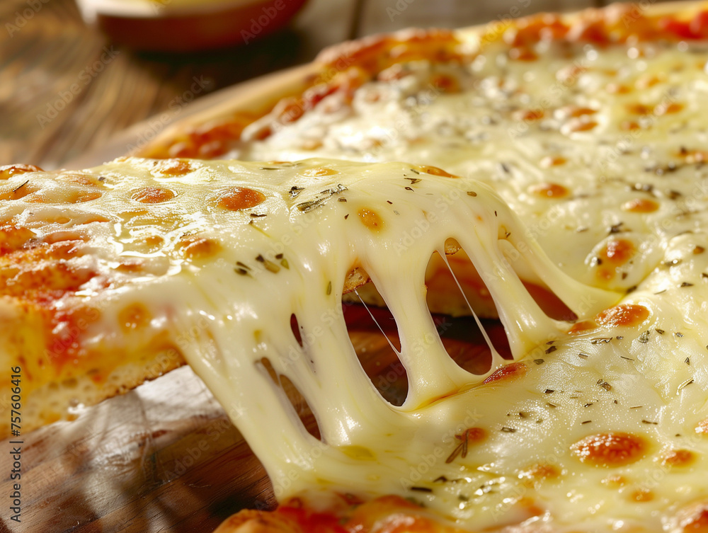 Four Cheese pizza with melted cheese oozing over the edges, showcasing ...