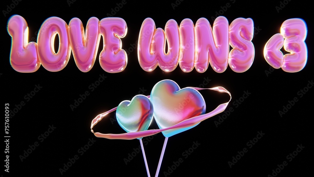 Abstract 3d heart shape lollipop candies cosmic hoop retro disco pop ...