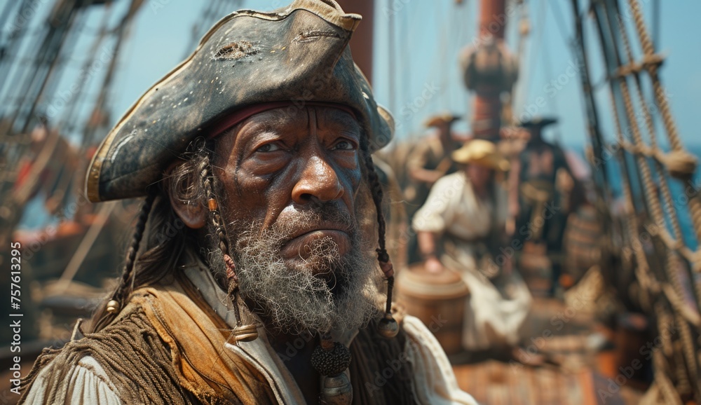 High seas adventure: a daring pirate, captivating piracy, treasure hunt ...