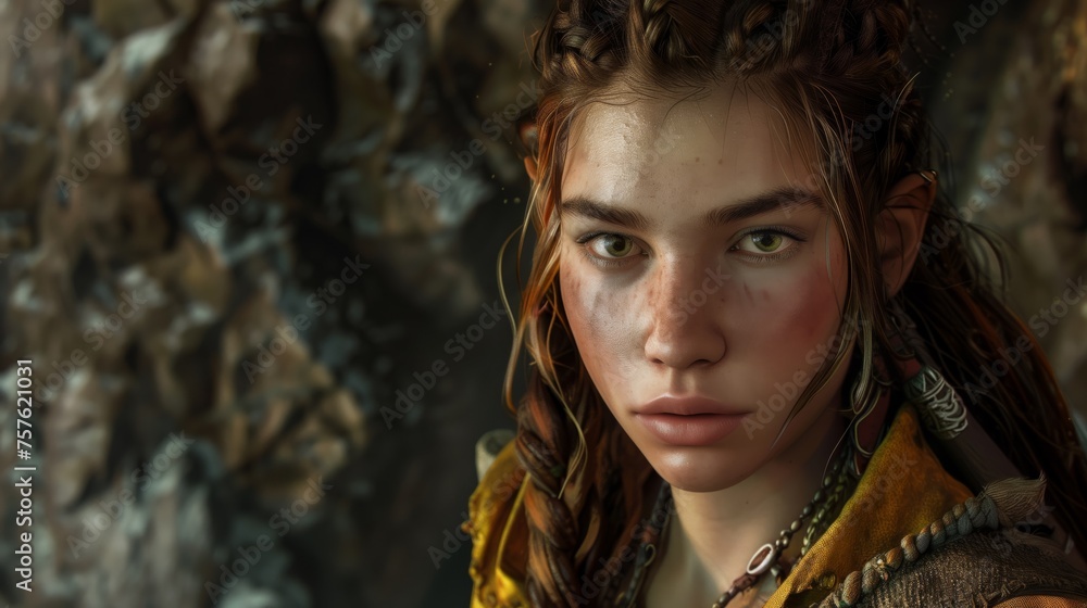 Serenity of Dwarven Princess in Enchanted Forest Stock Photo | Adobe Stock