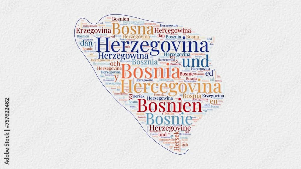 Bosnia logo animation. Bosnia boundary word cloud animation. Video of ...