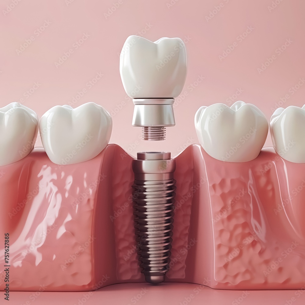 A dental implant design featuring varying sizes of teeth flanking a ...