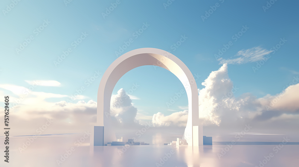 Elegantly suspended in the air, the floating arch embodies the essence ...