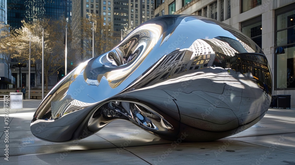 Reflective chrome sculptures creating dynamic visual experiences in ...