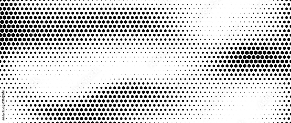 Hexagon halftone gradient texture. Abstract black hex grunge background ...
