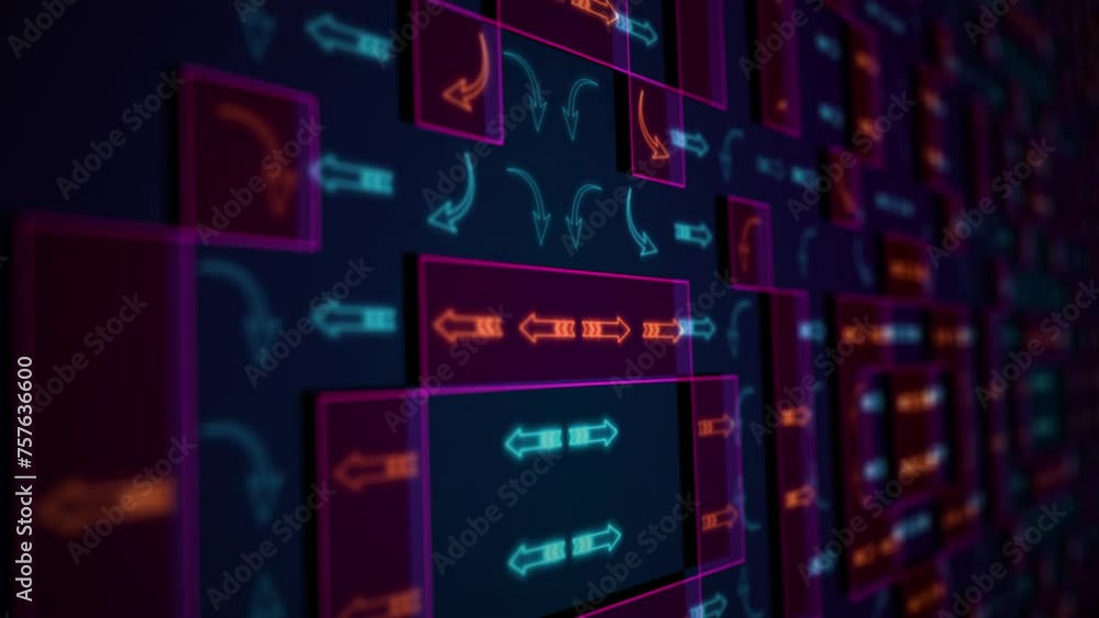 Digital abstract arrows 3D technology background animation in 4K ...