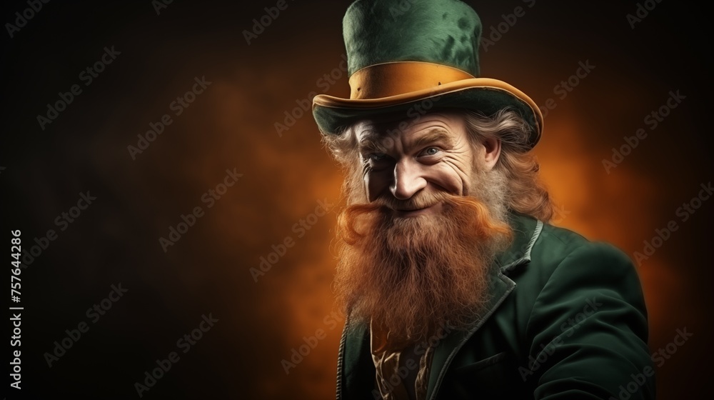 charming leprechaun with a twinkle in his eye and a full, fiery beard ...