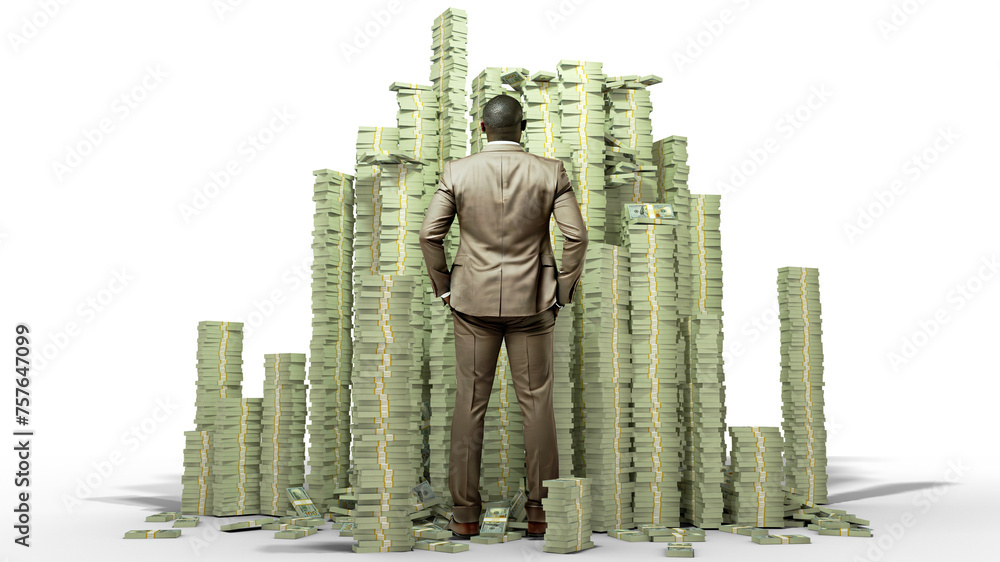 Rich African budinessman with hands in pocket standing and and facing ...