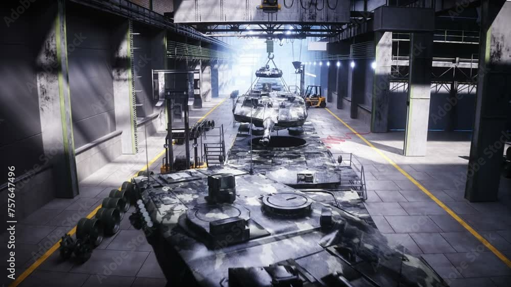 Production of military german battle tank leopard at the factory ...