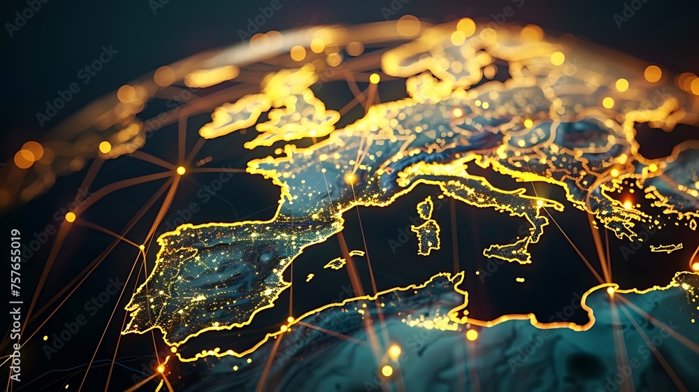 Abstract world map of Western Europe, concept of Western European ...