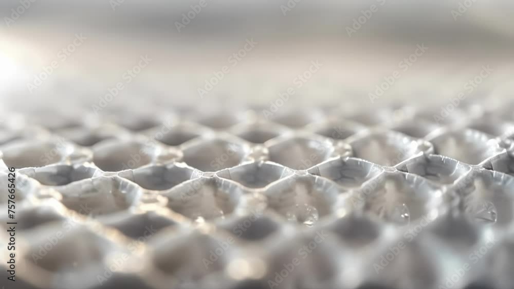 A closeup of a porous panel made out of lightweight material appearing ...