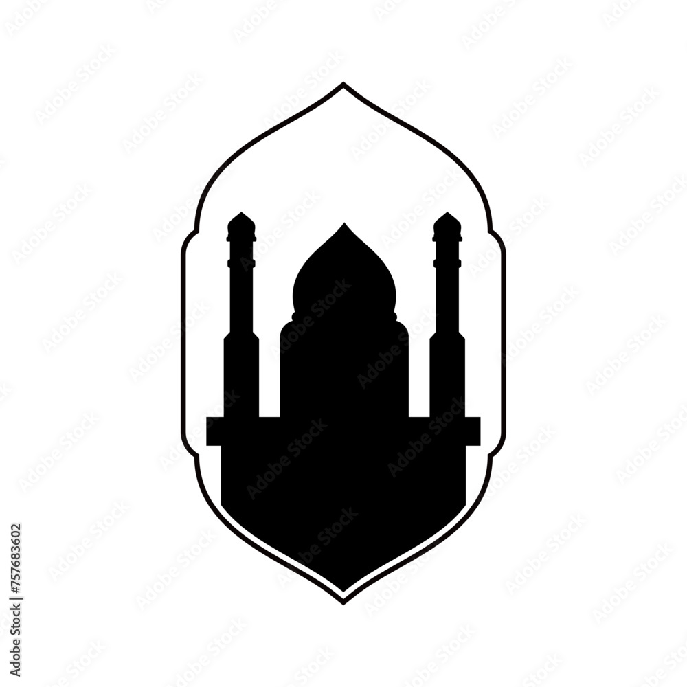 Mosque vector icon illustration design template. dome mosque and gate ...