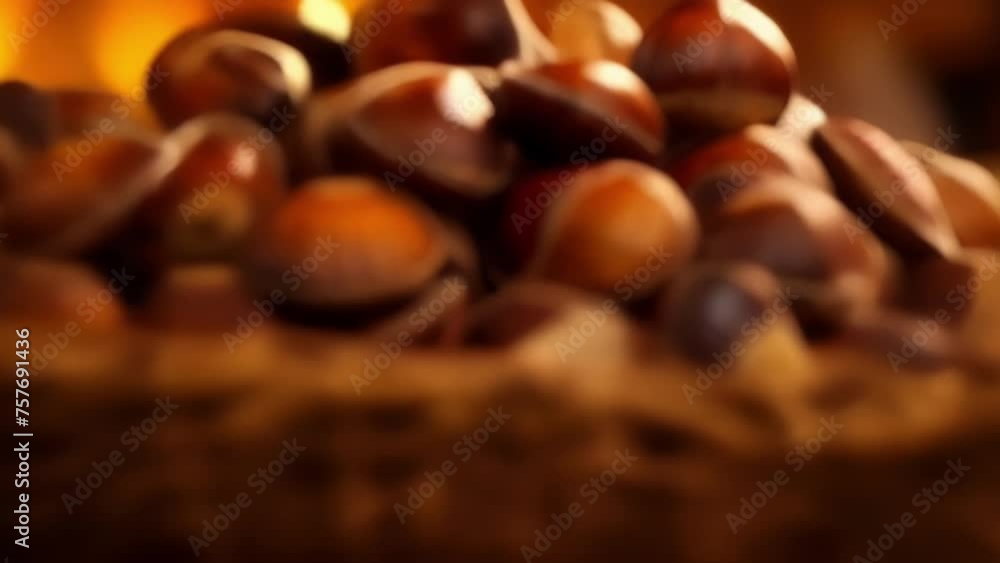 A captivating food shot featuring a rustic wicker basket b with roasted ...