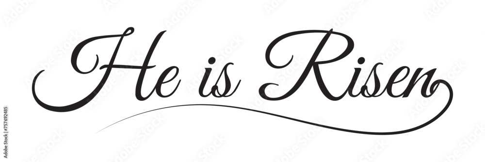 He is risen one continuous line simple minimalist lettering vector ...