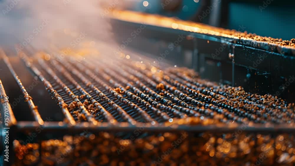 A shot of a mesh filter with particles and debris caught inside ...