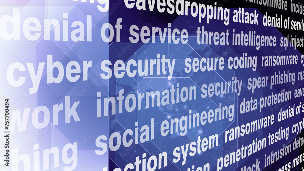 Cyber security texts background for secure cyber attack prevention and ...