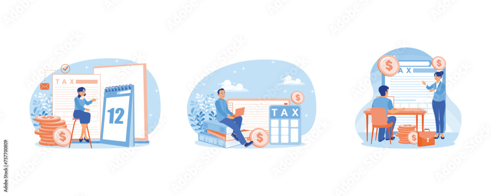 Check payment deadlines. Fill out tax forms online using a laptop ...