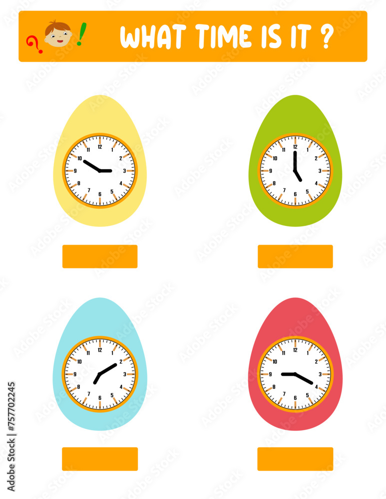 What time is it. Learning time on the clock. Educational activity ...