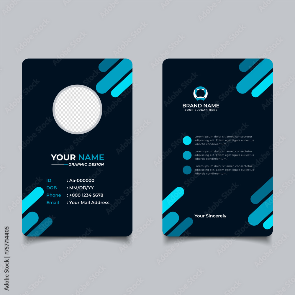 Simple Clean Blue Id Card Design Professional Modern Identity Card ...