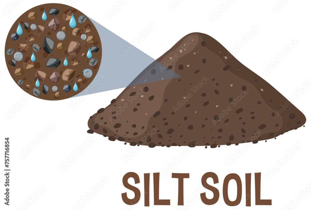 Detailed vector of silt soil and its components Stock Vector | Adobe Stock