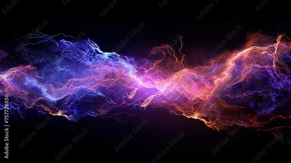 Dramatic 3D rendering of a vivid lightning strike, an electrifying ...