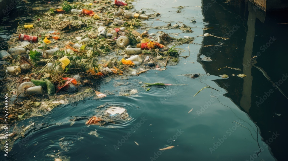 The river is full of plastic waste. Dead aquatic animals everywhere ...