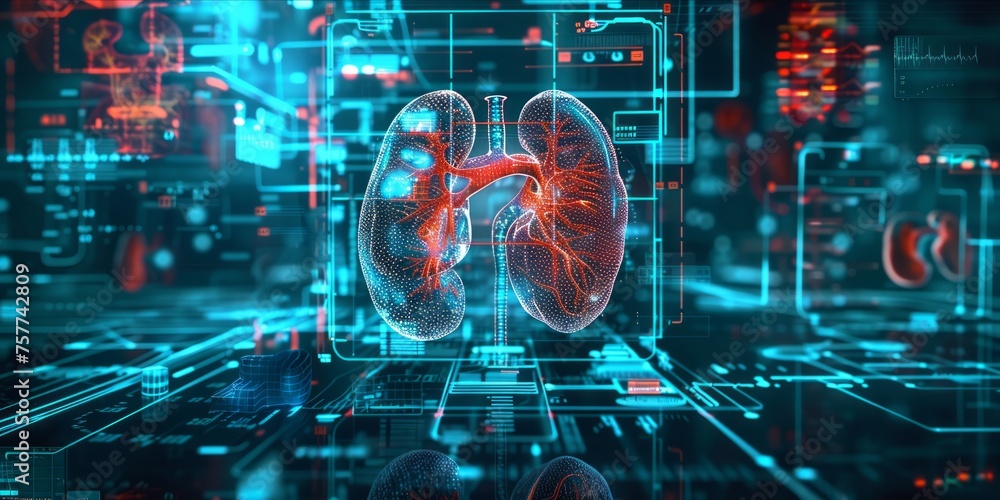 Futuristic kidney health analysis with holographic imagery and data ...
