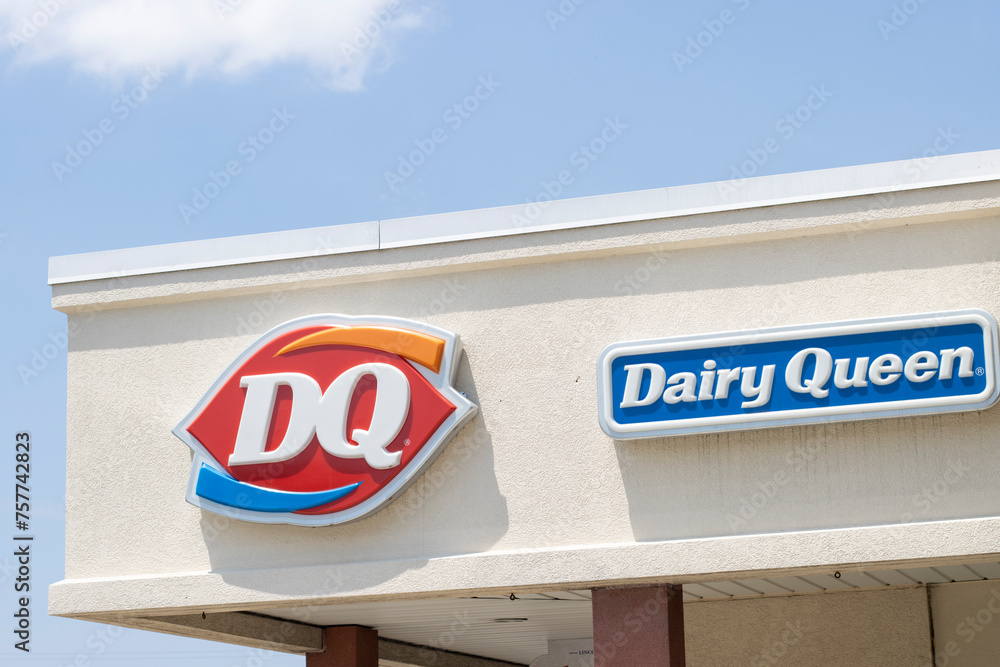 Malvern, PA, USA - Jun 26, 2022: DQ signs are seen at a Dairy Queen ...