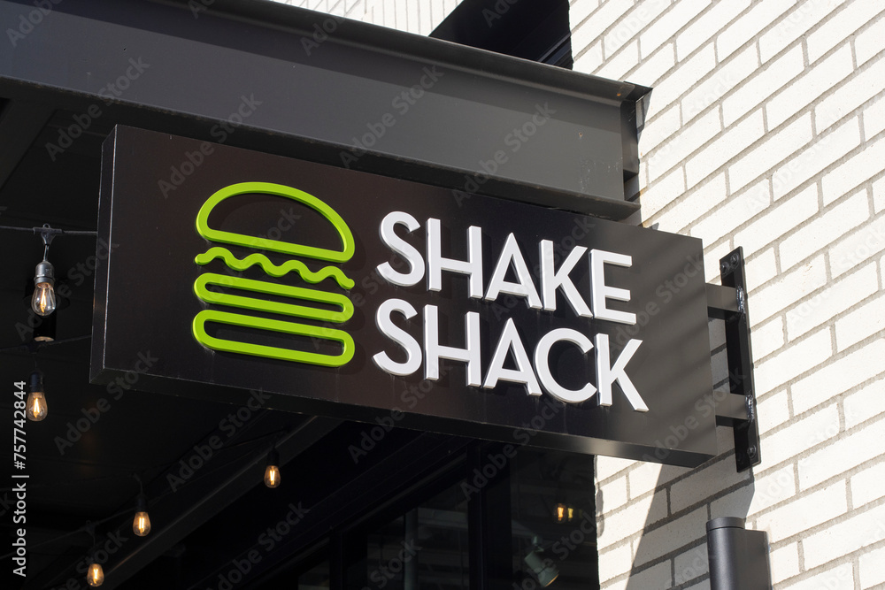 Beaverton, OR, USA - May 14, 2023: Closeup of the Shake Shack sign seen ...