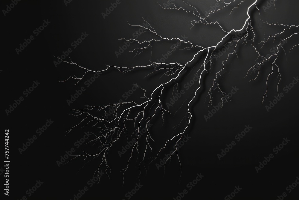Massive lightning bolt with branches isolated on black background ...