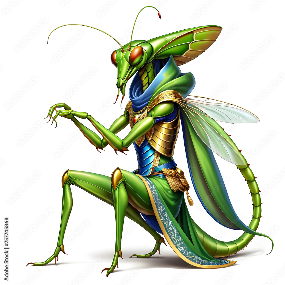 The praying mantis stood tall and proud, showcasing its intricate ...