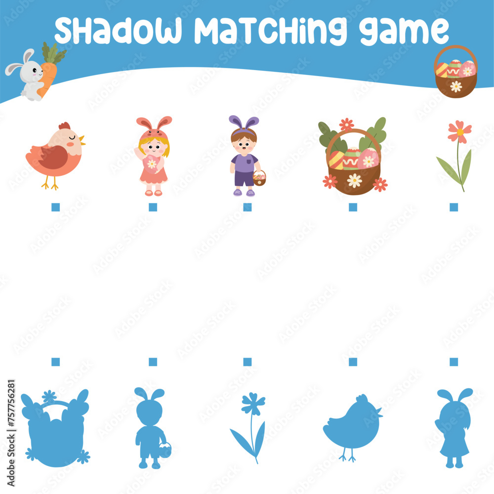Matching shadow game for children. Find the correct shadow. Worksheet ...