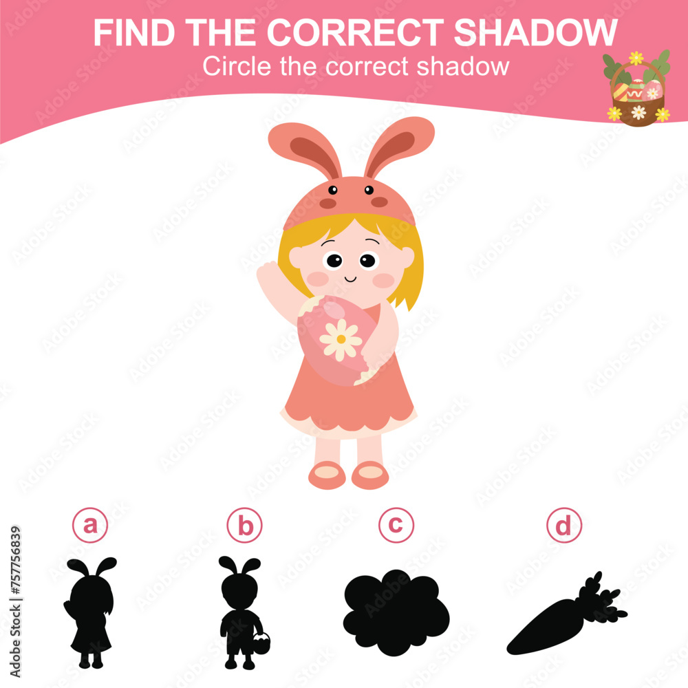Vetor do Stock: Find the correct shadow. Worksheet for kid. Matching ...