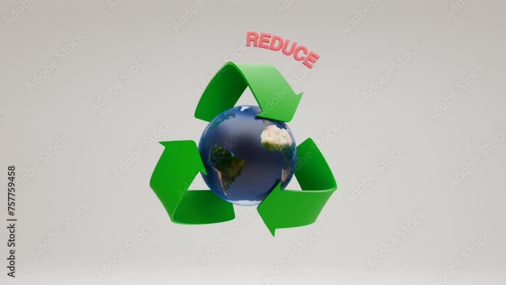 3D animation of green arrows recycle eco symbol vector illustration ...