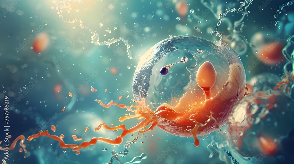 Surreal Hyperrealistic Human Cell Development Tentacle-like Chains and ...