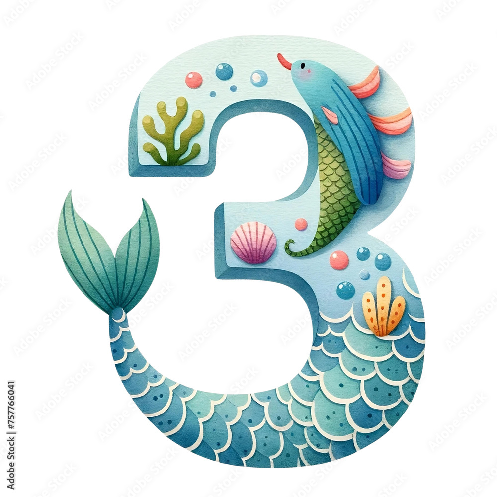 Alphabet Letter with Mermaid and Marine Life Stock Illustration | Adobe ...