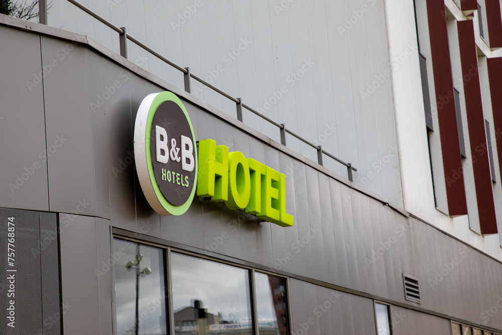 B&B B and B hotels logo brand and text sign facade b-b of a B and B ...