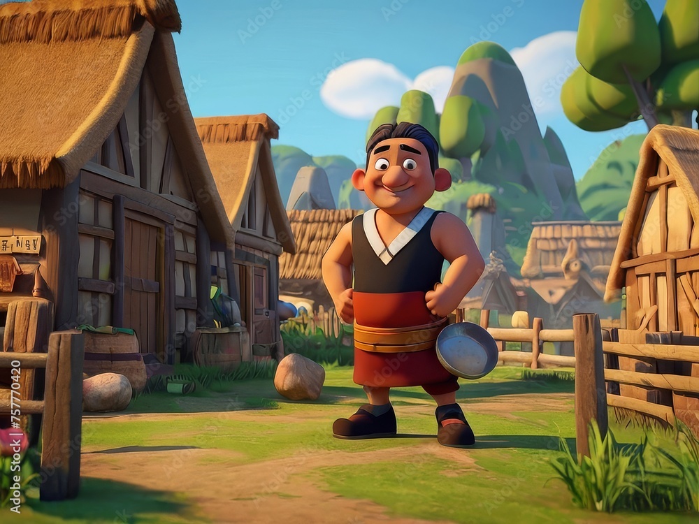 3d animation cartooned style image of villagers background HD ...