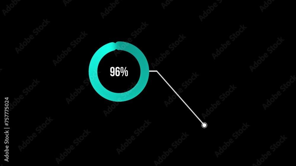 96 percent Call out Pie Chart Animation. Ninty Six percent Glowing Blue ...
