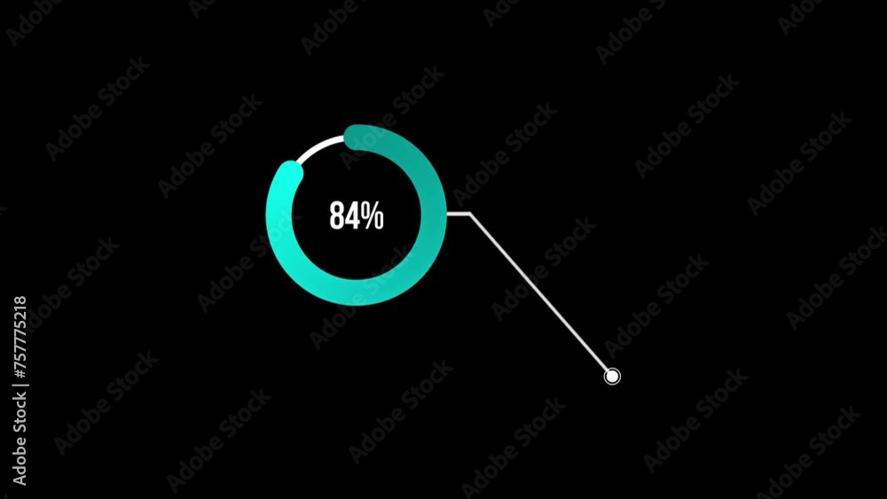 84 percent Call out Pie Chart Animation. Eighty Four percent Glowing ...