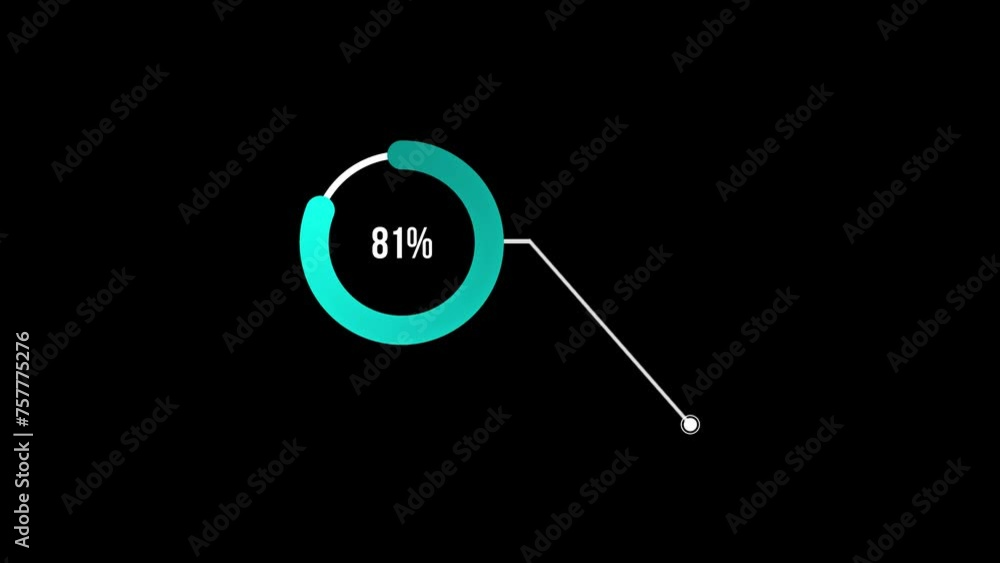 81 percent Call out Pie Chart Animation. Eighty One percent Glowing ...