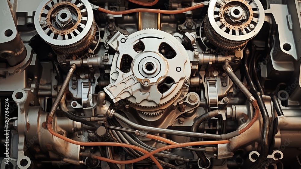 Backdrop illustrating a four-stroke engine in operation, showcasing the ...