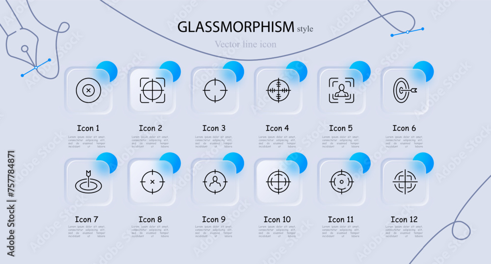 Sight icon set. Target, front sight, sniper, aim, optics, gun, shot ...