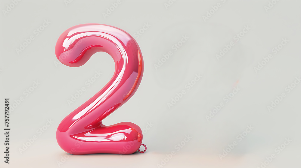 Number Two Balloon - pink number two shaped balloon isolated against a ...