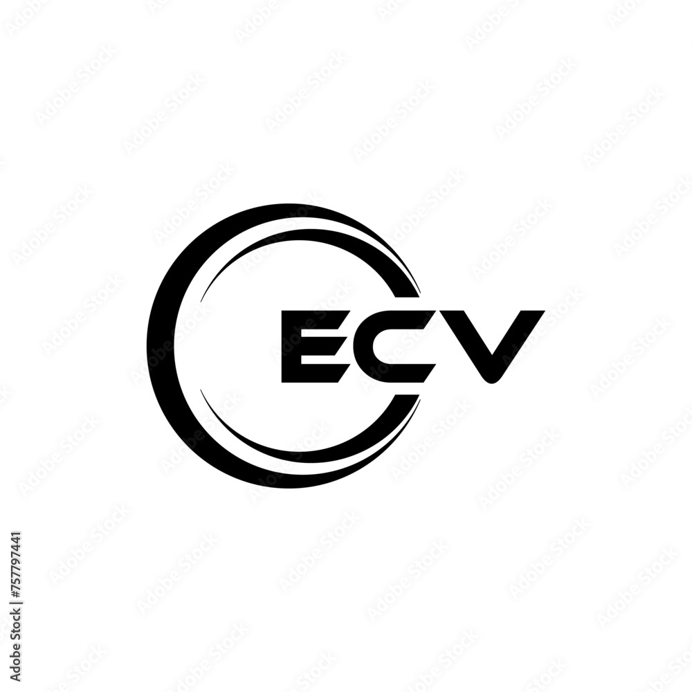 ECV letter logo design in illustration. Vector logo, calligraphy ...