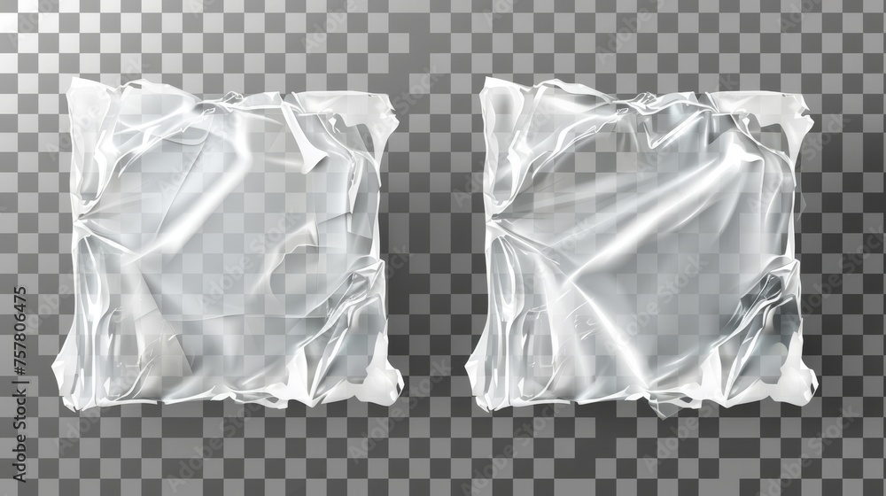 Plastic wrap set isolated on transparent background. Modern realistic ...