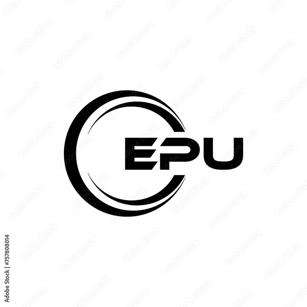 EPU letter logo design in illustration. Vector logo, calligraphy ...