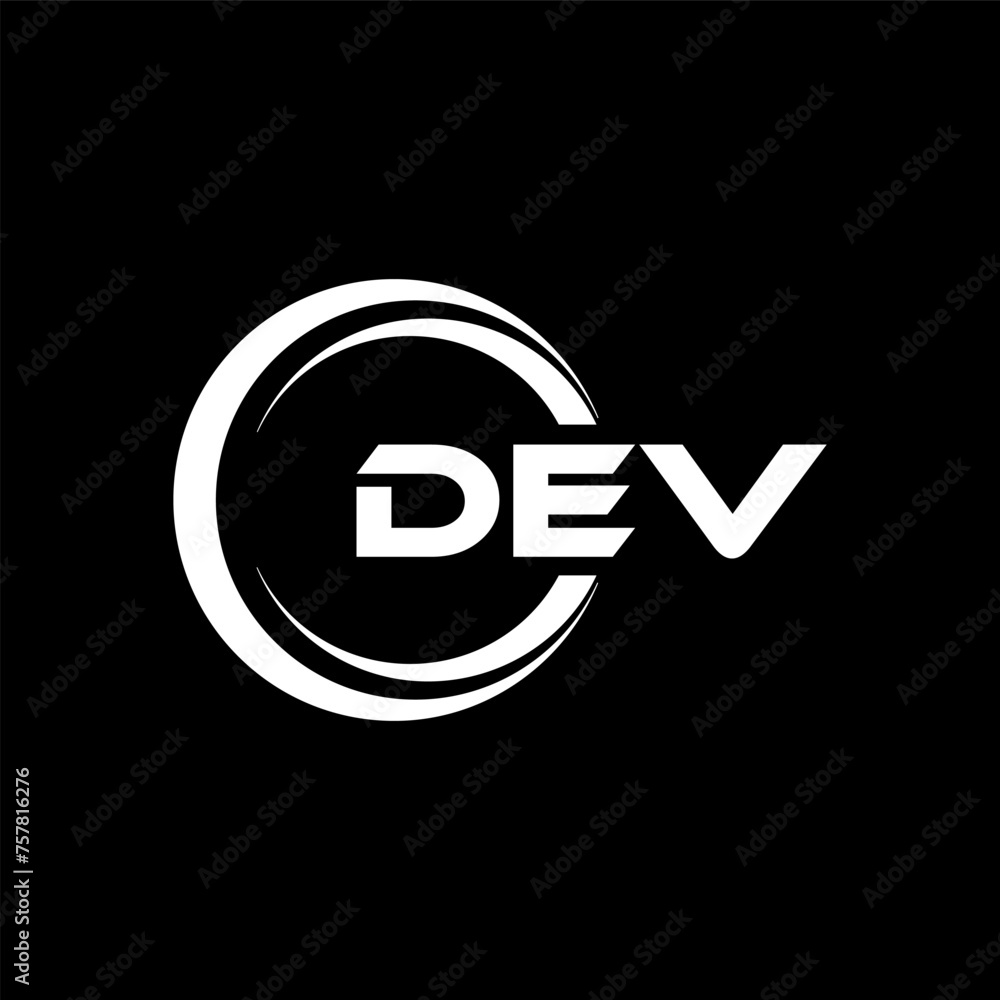 DEV letter logo design in illustration. Vector logo, calligraphy ...